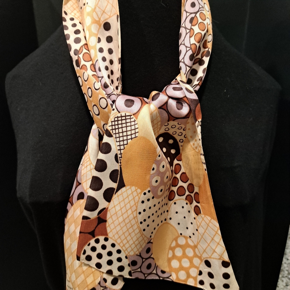 Vintage Super Mod Tan And Brown Circle Themed Neckerc… - Gem